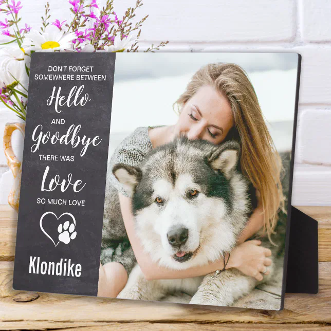 Rustic Slate Pet Loss Dog Photo Memorial Keepsake Plaque | Zazzle
