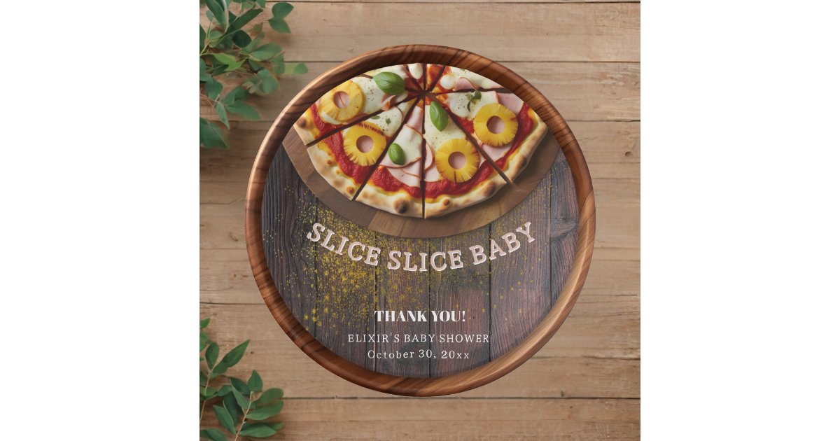 Rustic Slice Slice Pizza Baby Shower Paper Plates | Zazzle