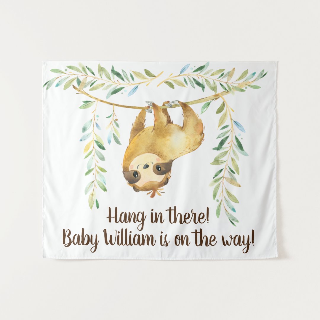 Rustic Sloth Baby Shower Backdrop | Zazzle