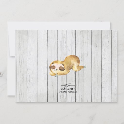 Rustic Sloth Baby Shower Invitation | Zazzle