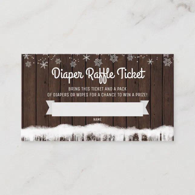 Rustic Snowflake Diaper Raffle Tickets Enclosure Card | Zazzle