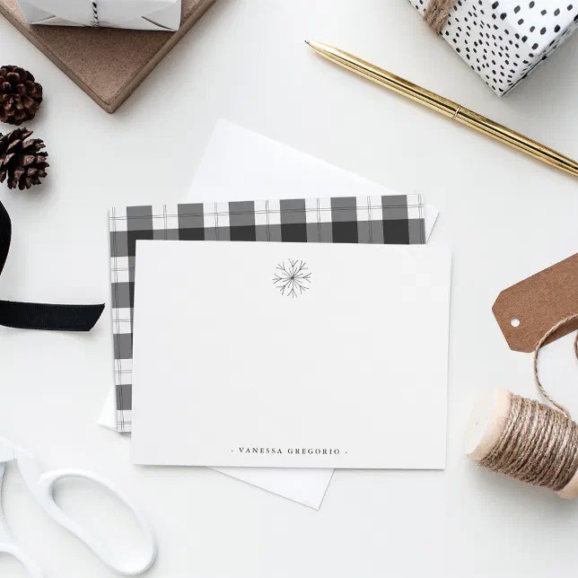 Rustic Snowflake Personalized Stationery Note Card | Zazzle