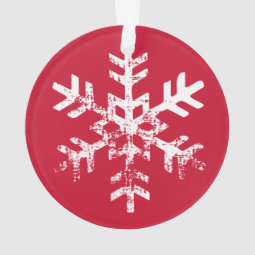 Rustic Snowflake Red Photo Christmas Ornament | Zazzle