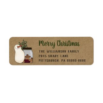 Rustic Snowman & Gingerbread Kraft Return Address Label | Zazzle