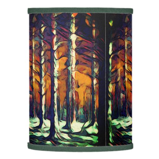 Rustic snowy winter forest tree lamp shade | Zazzle