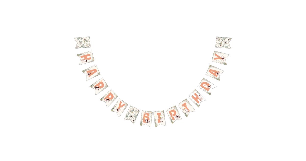 Rustic Some Bunny is One Floral Girl Cottagecore Bunting Flags | Zazzle