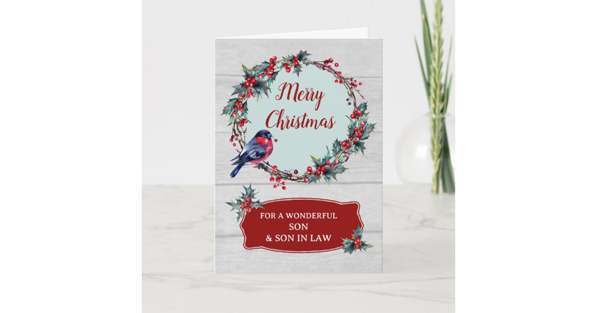Rustic Son & Son in Law Merry Christmas Card | Zazzle