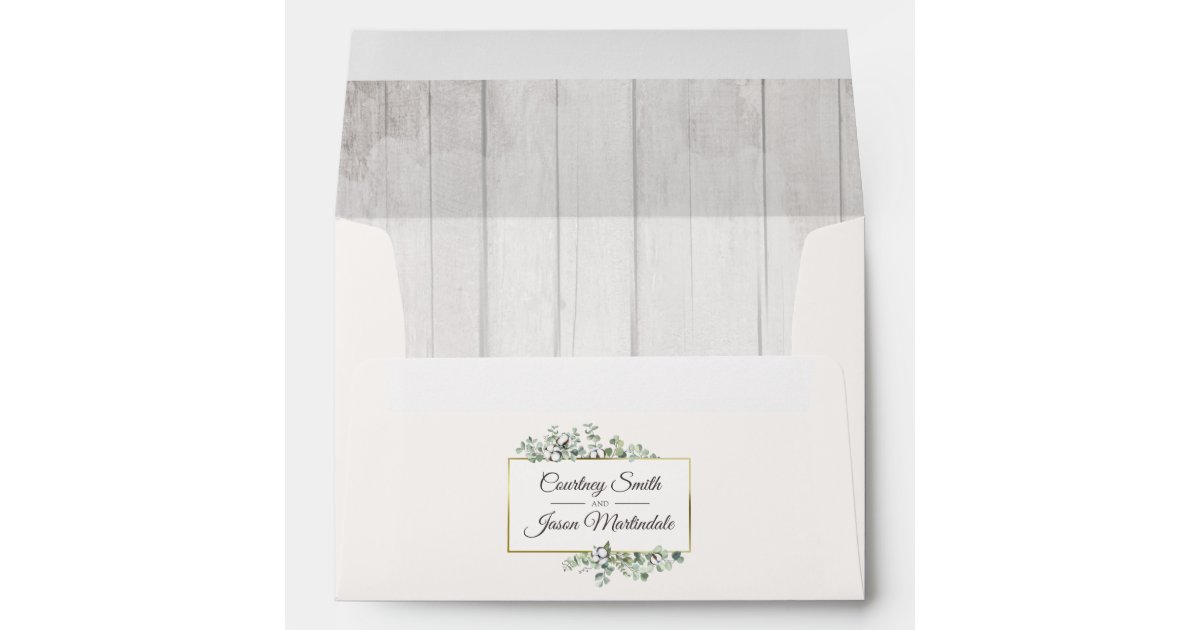 Rustic Southern Cotton Boll Botanical Invitation Envelope | Zazzle
