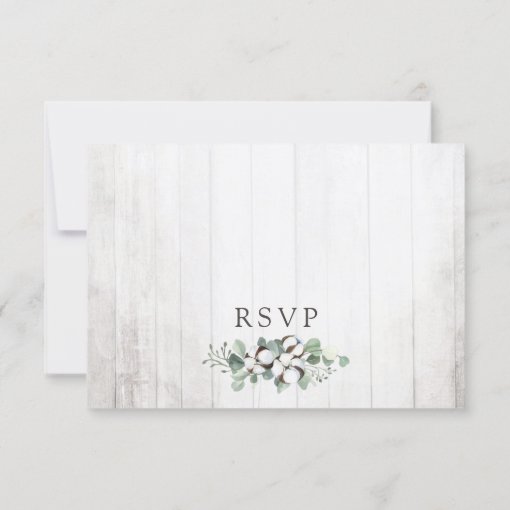 Rustic Southern Cotton Boll Botanical Wedding RSVP Card | Zazzle