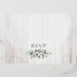 Rustic Southern Cotton Boll Botanical Wedding RSVP Foil Invitation ...