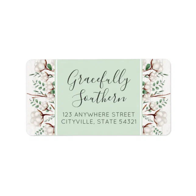 Rustic Southern Cotton Flowers on White Barn Wood Label | Zazzle