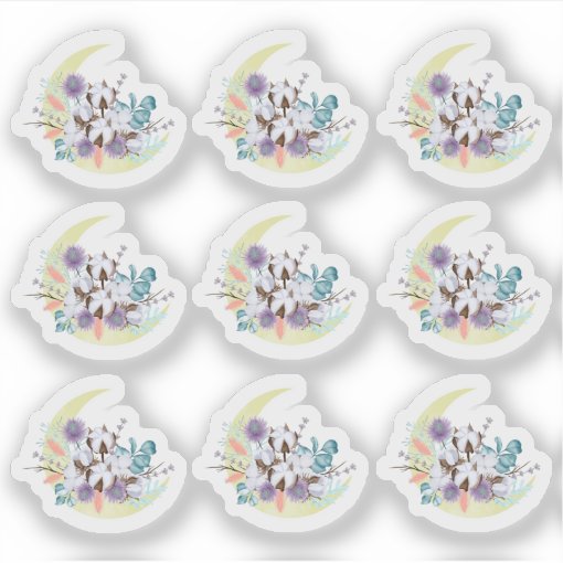 Rustic Southern Country Cotton Floral Moon Planner Sticker | Zazzle