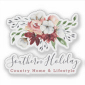 Rustic Southern Country Cotton Floral Shop Logo Sticker | Zazzle