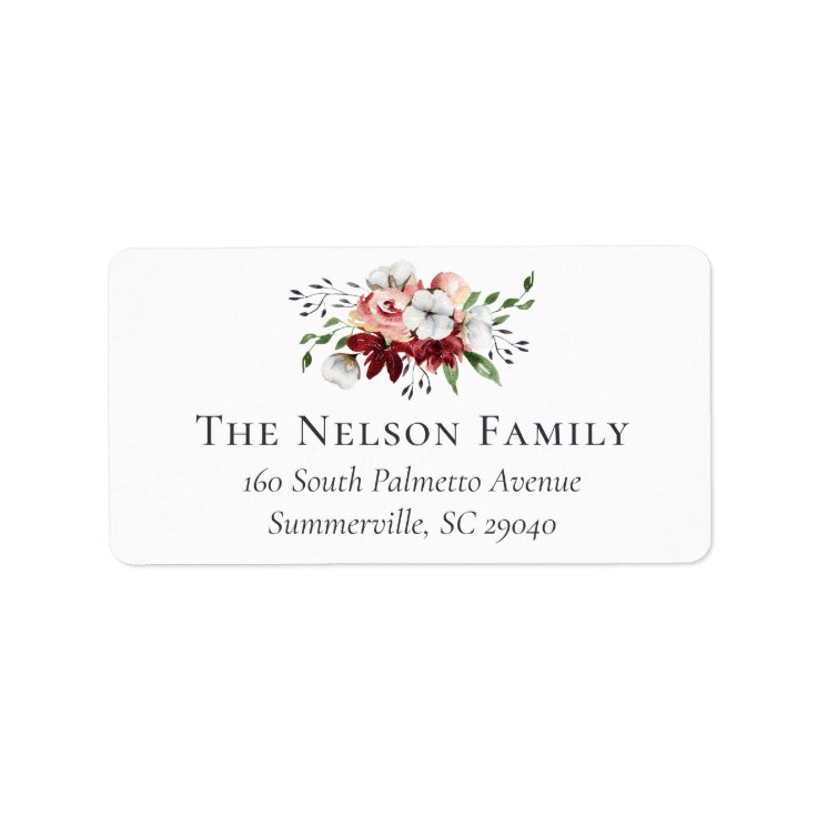 Rustic Southern Floral & Cotton Return Address Label | Zazzle