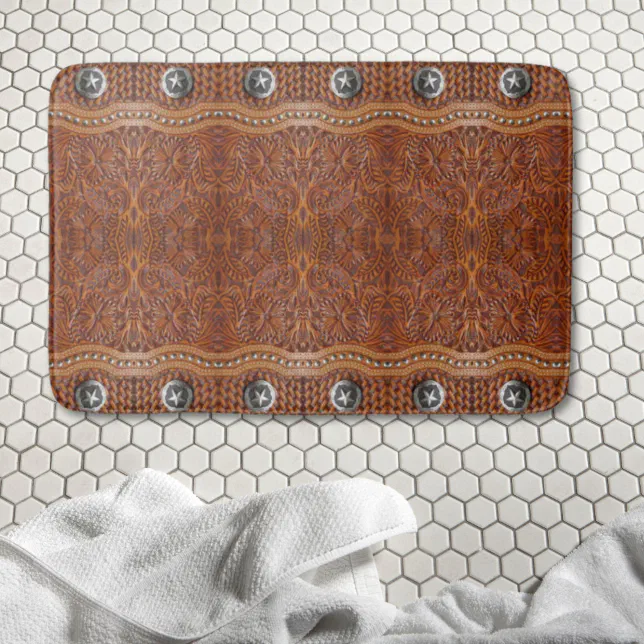 Rustic Southwest Cowboy Western Country Pattern Bath Mat | Zazzle