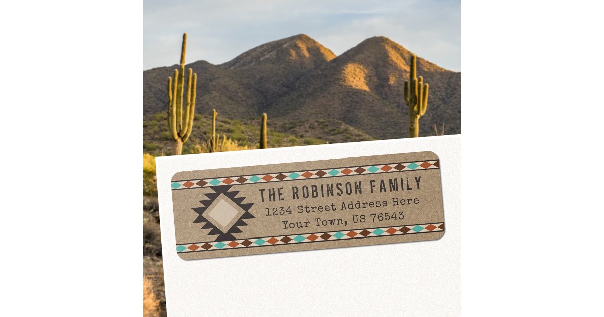 Rustic Southwest Native Tribal Pattern Kraft Label | Zazzle
