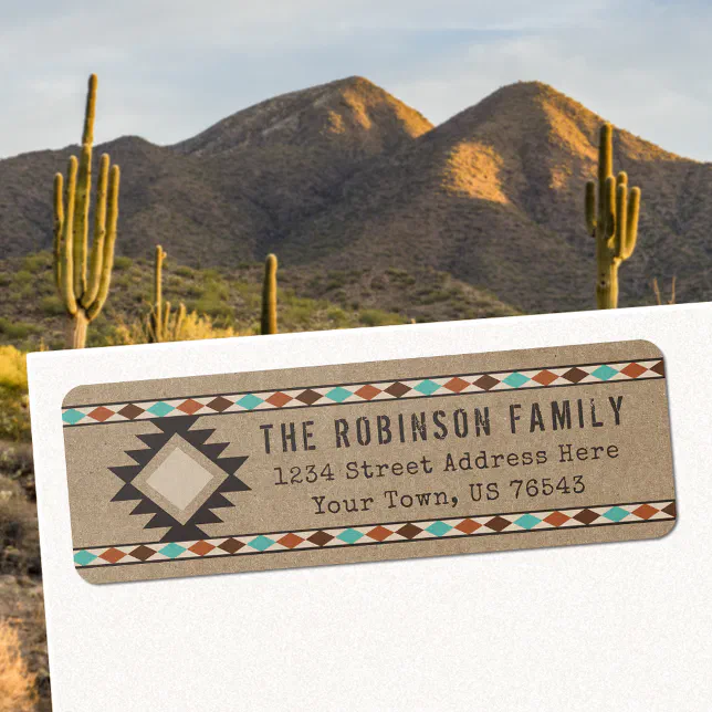 Rustic Southwest Native Tribal Pattern Kraft Label | Zazzle