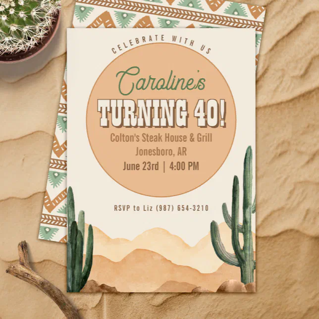 Rustic Southwestern Desert Cactus Birthday Party Invitation | Zazzle