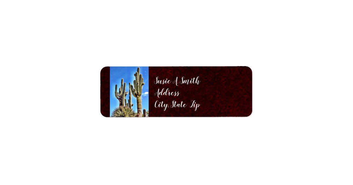 Rustic Southwestern Saguaro Cactus Return Address Label | Zazzle
