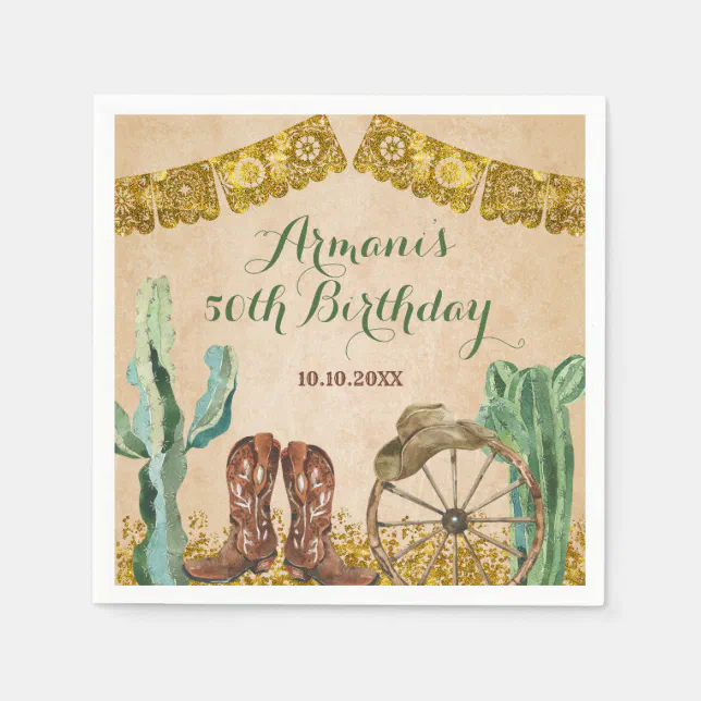 Rustic Southwestern Texas Cowboy Birthday Paper Napkins | Zazzle