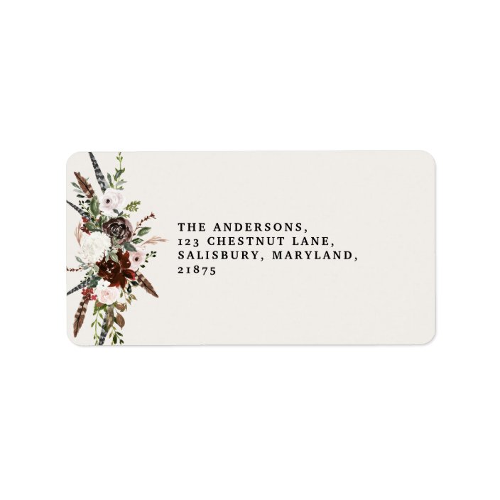 Rustic stag fall watercolor floral wedding label | Zazzle.com