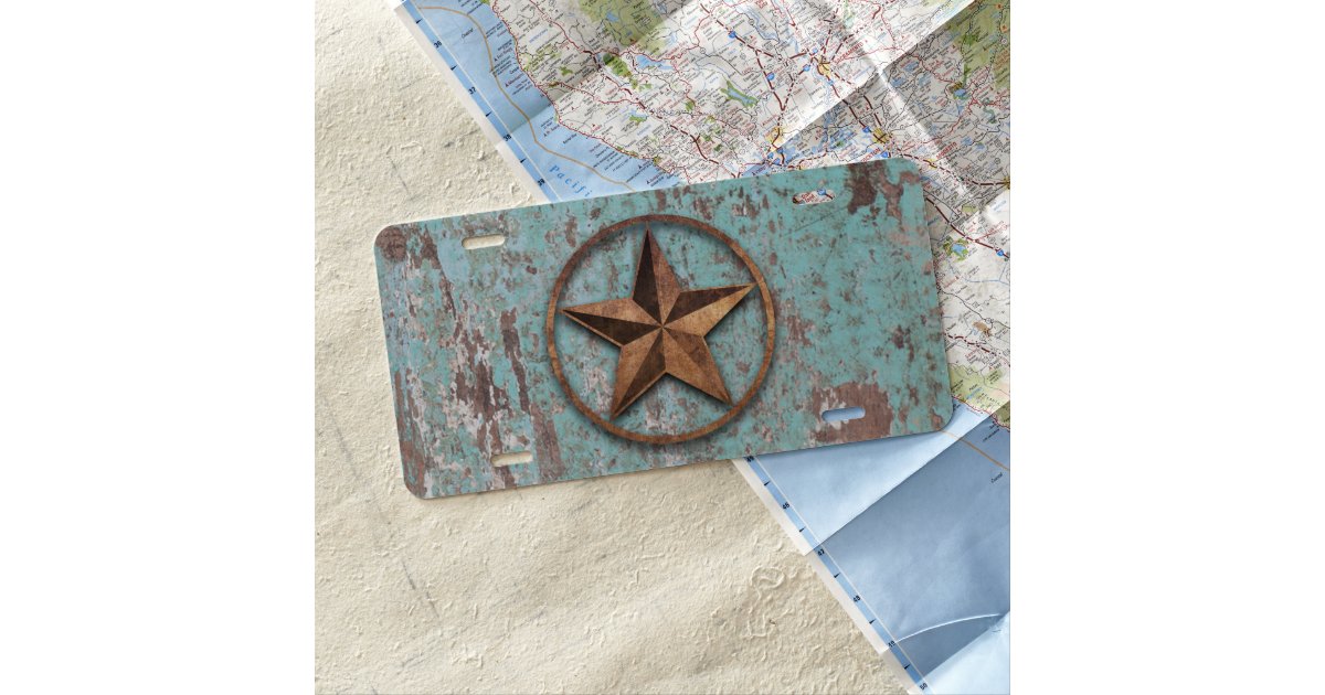 Rustic Star (Blue) License Plate | Zazzle