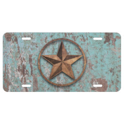 Rustic Star (Blue) License Plate | Zazzle