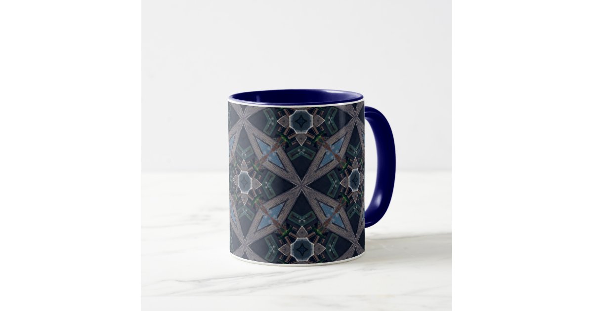 Rustic Star Geometry Mug with Deep Blue Interior | Zazzle