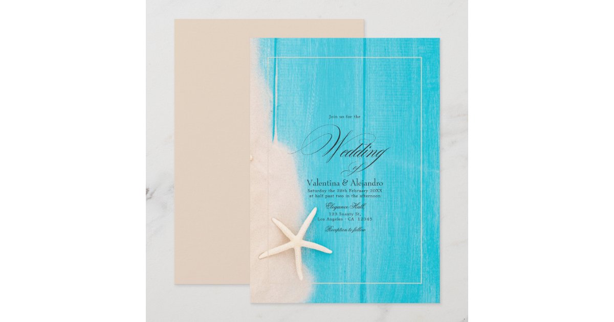 Rustic Starfish and Ocean Vibes Beach Wedding Invitation | Zazzle