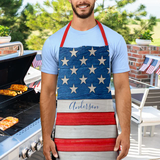 Rustic Stars and Stripes Red White Blue Apron | Zazzle