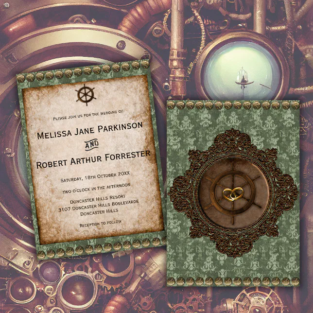 Rustic Steampunk Elegance Victorian Wedding Invitation | Zazzle