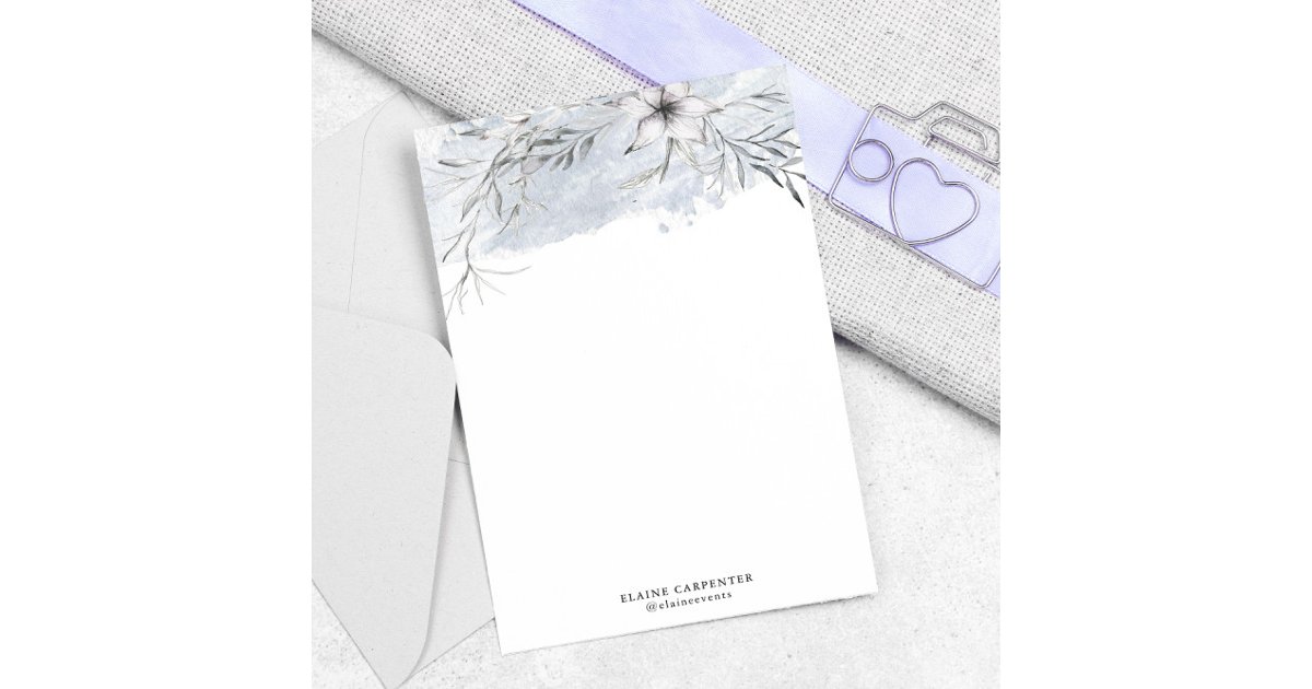 Rustic Stencil Botanical Grey Stationery Paper | Zazzle