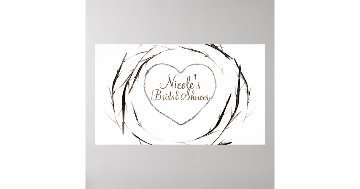 Rustic Sticks Twigs Branches Wreath Banner Poster | Zazzle