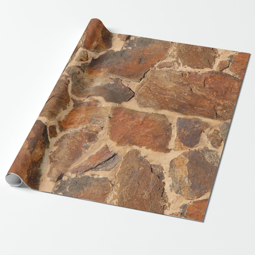 Rustic Stone Wall Structure Geology Warm Glow Wrapping Paper | Zazzle