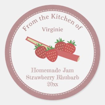 Rustic Strawberry Rhubarb Jam Kraft Label Sticker | Zazzle