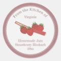 Rustic Strawberry Rhubarb Jam Kraft Label Sticker | Zazzle