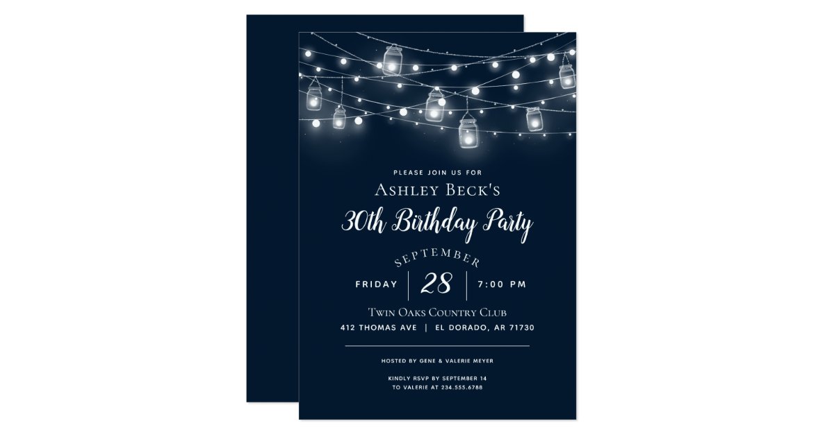 Rustic String Lights Birthday Party Invitation | Zazzle.com