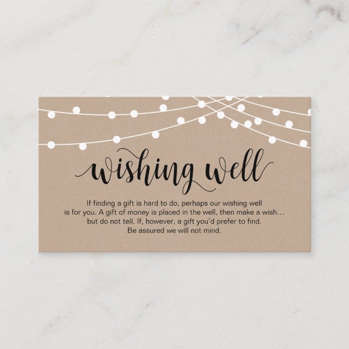 Rustic String Lights, Black, Wedding Wishing Well Enclosure Card ...
