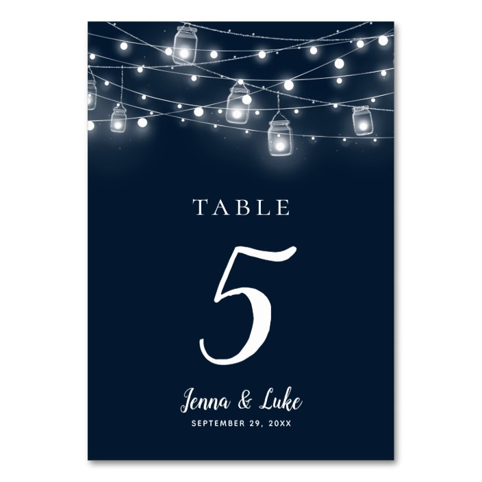 Rustic String Lights Double Sided Wedding Table Number | Zazzle.com