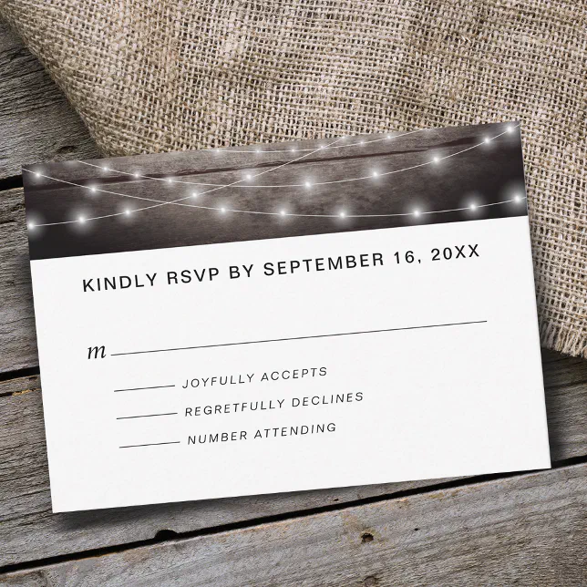 Rustic String Lights Lavender RSVP Card | Zazzle
