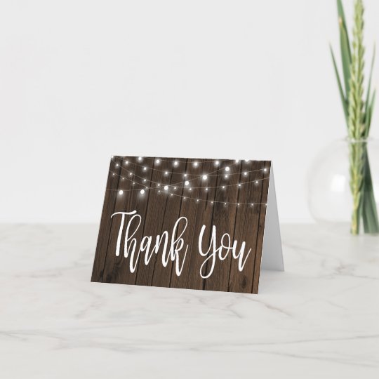Rustic String Lights on Wood Thank You | Zazzle.com