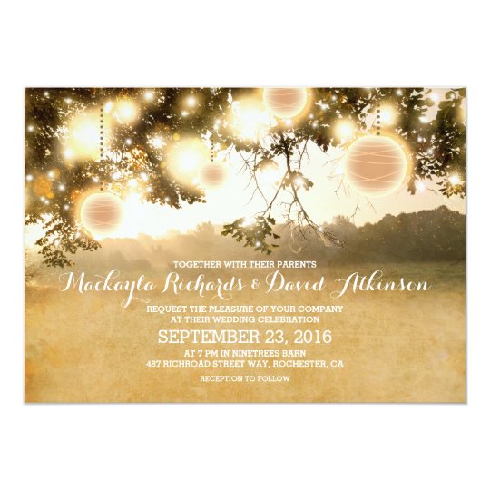 Rustic String Lights Romantic Wedding Invitation | Zazzle.com