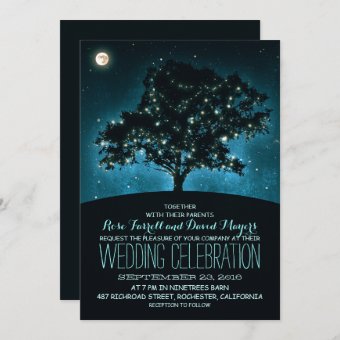 Rustic String Lights Tree Wedding Invitation | Zazzle