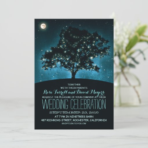 Rustic String Lights Tree Wedding Invitation | Zazzle