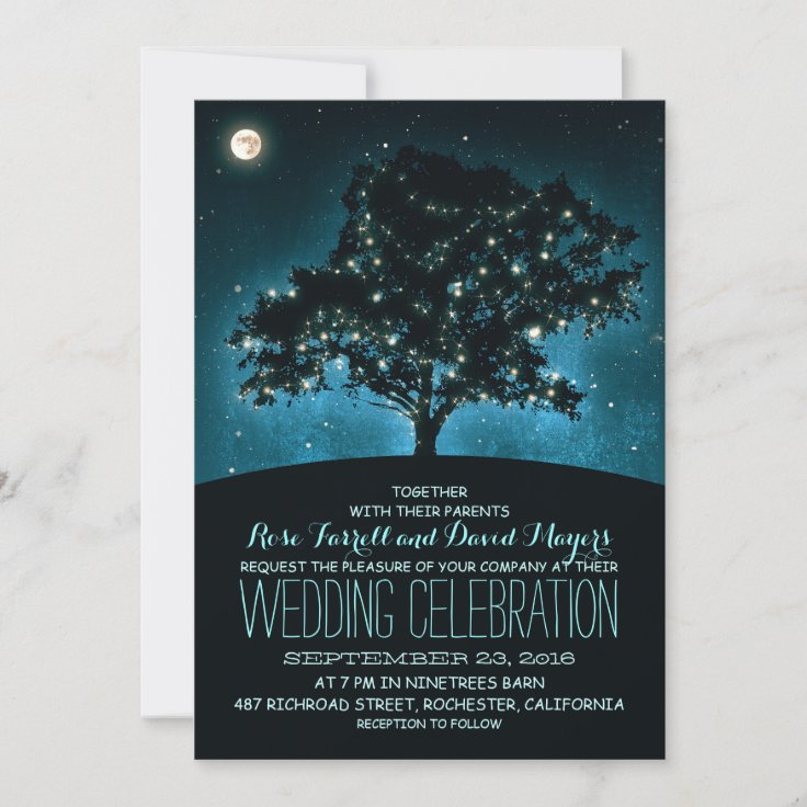 Rustic String Lights Tree Wedding Invitation | Zazzle