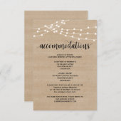 Rustic string lights wedding accommodations card | Zazzle