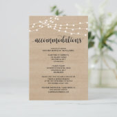 Rustic string lights wedding accommodations card | Zazzle