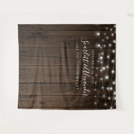 Rustic String Lights Wedding Backdrop | Zazzle