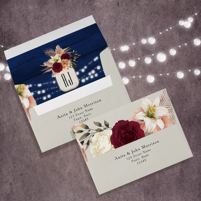 Rustic String Lights Wedding Envelope | Zazzle