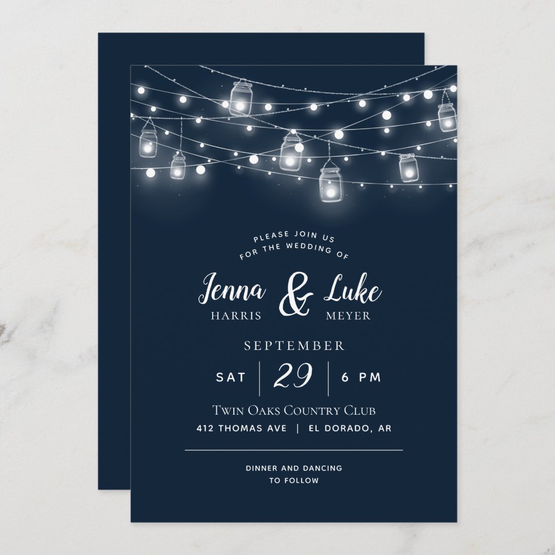 Rustic String Lights Wedding Invitation | Zazzle